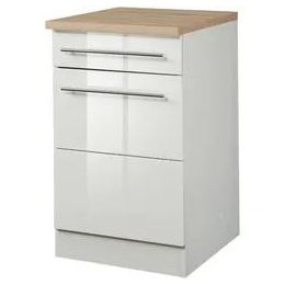 Unterschrank KOCHSTATION "KS-Wien", wei&szlig; (wei&szlig; hochglanz), B:50cm H:85cm T:60cm, Holzwerkstoff, MDF, Schr&auml;nke, Unterschrank, Breite 50 cm, mit 1 T&uuml;r und 1 Schubkasten