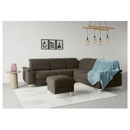 Sit & More Ecksofa SIT & MORE "Sinatra L-Form", braun (espresso), B:251cm H:85cm T:231cm, 90% Polyester, 10% Polyamid, Sofas, Ecksofa, optional mit Kopfteilverstellung und Armteilfunktion
