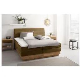 Boxspringbett OTTO HOME "Jenna", braun (bronzo), B:204cm L:216cm, Komplettbetten, Boxspringbett, ohne LED-Beleuchtung, mit zertifizierten, recycelten Bezugsstoffen