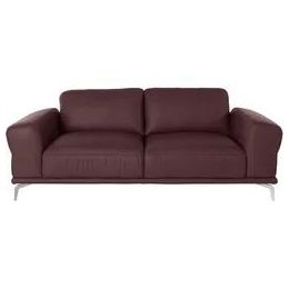 2,5-Sitzer W.Schillig "montanaa", braun (mocca z69), B:212cm H:78cm T:94cm, Sofas, mit Metallf&uuml;&szlig;en in Chrom gl&auml;nzend, Breite 212 cm