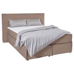 Boxspringbett "Yuma", grau (taupe), B:173cm L:213cm, 100% Polyester, LeGer Home by Lena Gercke, Komplettbetten, Boxspringbett, incl. Topper, in 4 Breiten, 3 Matratzenarten und je 2 H&auml;rtegraden