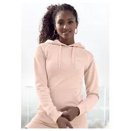 H.I.S. Hoodie H.I.S, Damen, Gr. 48/50, rosa (salmom), Interlock, Obermaterial: 60% Baumwolle, 40% Polyester, unifarben, Basic, mit Paspel, Sweatshirts Hoodie, mit K&auml;ngurutasche, Loungewear