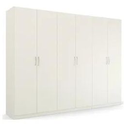 Dreht&uuml;renschrank Rauch "Kleiderschrank Schrank Garderobe Ankleide PURE BY QUADRA SPIN", wei&szlig; (alpinwei&szlig;), B:271cm H:210cm T:54cm, Holzwerkstoff, Schr&auml;nke, Dreht&uuml;renschrank, mit Spiegel, in puristischem Design, Griffe alufarben MADE IN GERMANY