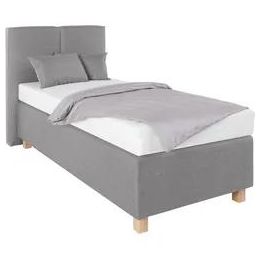 Boxspringbett, grau (strukturstoff grau), Liegefl&auml;che B/L: 90cm x 200cm, H3, Bonnell-Federkernmatratze, Westfalia Schlafkomfort, Komplettbetten, Boxspringbett, mit Zierkissen