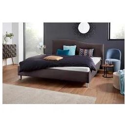 Polsterbett, grau (anthrazit), B:212cm H:100cm L:210cm, Bezug Bett: Velours mit grober Lederoptik (100% Polyester);Bonnellfederkernmatratze: 51% Polypropylen, 39% Polyester, 10% Baumwolle;Kaltschaummatratze: 100% Polyester, Bezug abnehm- und waschbar bis 60C, Westfalia Schlafkomfort, Betten, Polsterbett