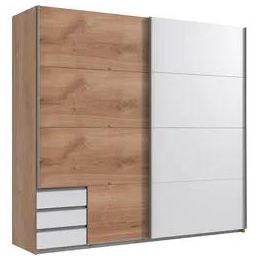 Schwebet&uuml;renschrank wimex "Emden", wei&szlig; (plankeneichefarben, wei&szlig;), B:225cm H:210cm T:64cm, Holzwerkstoff, Schr&auml;nke, Schwebet&uuml;renschrank, Mit Au&szlig;enschubk&auml;sten