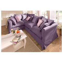 Ecksofa Home Affaire "Luise L-Form", lila (aubergine), B:275cm H:75cm T:192cm, Struktur 100% Polyester, Sofas, Ecksofa, mit vielen losen Kissen und abnehmbarer Husse