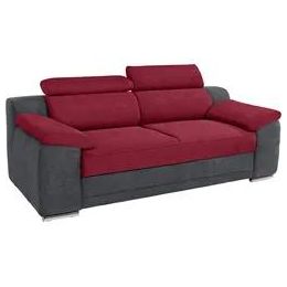 Sit & More 3-Sitzer SIT & MORE "Xenia", rot (dunkelgrau, bordeaux), B:200cm H:94cm T:96cm, Struktur (100% Polyester);Kunstleder SOFTLUX;Flachgewebe (100% Polyester), Sofas