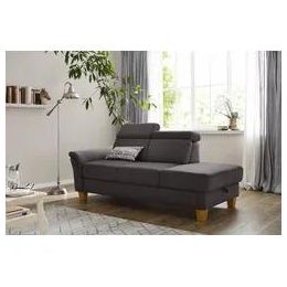 Recamiere Home Affaire "Conville", grau (fango), B:194cm H:84cm T:93cm, 100% Polyester, Sofas, Recamiere, incl. Kopfteilverstellung, Federkern, wahlweise mit Bettkasten