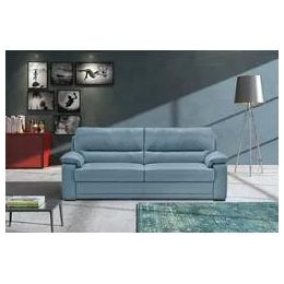 2,5-Sitzer Egoitaliano "Doris, modernes Designersofa, Ledersofa mit erstklassiger Sitzqualit&auml;t", blau (t&uuml;rkis), B:192cm H:90cm T:93cm, Leder &raquo;BULL&laquo; (echtes Rindsleder). Geschliffenes, pigmentiertes und behandeltes Rindsleder mit einer Dicke von 1, 3-1, 5 mm. Dieses Leder zeigt eine ziemlich weiche Hand mit einem halb undurchsichtigen Aussehen. Es handelt sich um ein gesch&uuml;tztes Leder. Eine leichte