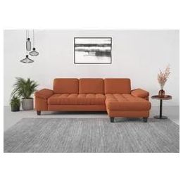 Sit & More Ecksofa SIT & MORE "Westham L-Form", orange (terra), B:275cm H:88cm T:172cm, 90% Polyester 10% Polyamid, Sofas, Ecksofa, Recamiere, mit oder ohne Bettfunktion, Bettkasten, F&uuml;&szlig;e wengefarben