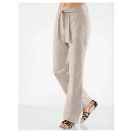 Palazzohose Casual Looks, Damen, Gr. 38, Normalgr&ouml;&szlig;en, beige, 55% Leinen, 45% Baumwolle, unifarben, lang, Hosen Palazzohose