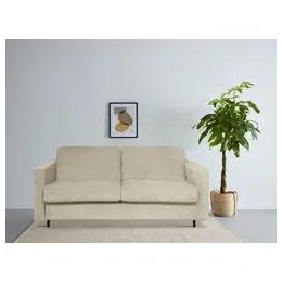 Schlafsofa Home Affaire "Virming", braun (latte), B:188cm H:90cm T:98cm, 100% Polyester, Sofas, Schlafsofa, Dauerschlaf-Funktion mit Unterfederung und Matratze