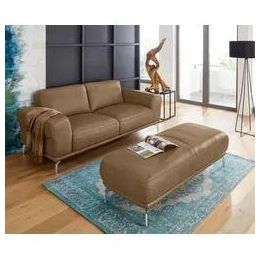 2-Sitzer W.Schillig "montanaa", braun (fango z69), B:192cm H:78cm T:94cm, Longlife Xtra-Leder Z59: Glattleder mit modischer Pr&auml;gung. Hautst&auml;rke 0, 9 - 1, 1 mm.;Longlife Xtra-Leder Z69: Das feinnarbige, gedeckte Softleder Z69 besticht durch seine au&szlig;ergew&ouml;hnliche Weichheit im trendigen &raquo;Vintage-Look&laquo;, Hautst&auml;rke 0, 9 - 1, 1 mm, Sofas, mit Metallf&uuml;&szlig;en in Chrom gl&auml;nzend, Breite 192 cm