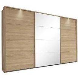 Schwebet&uuml;renschrank Rauch "Kleiderschrank Schrank Garderobe Schlafzimmerschrank TUBONA", braun (struktureichefarben hell), B:368cm H:214cm T:64cm, Holzwerkstoff, Schr&auml;nke, Schwebet&uuml;renschrank Kleiderschrank, mit umfangreicher Innenausstattung und Passepartout MADE IN GERMANY