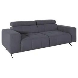 2-Sitzer DOMO collection "Trento, mit Kufenfu&szlig; oder Einzelfu&szlig;", grau (dunkelgrau), B:208cm H:79cm T:104cm, 92% Polyester, 8% Nylon, Sofas, whlw. verstellbare Kopfteile, passend f&uuml;r g&auml;ngige Saugroboter