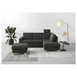 Ecksofa Home Affaire "Summer L-Form", grau (anthrazit), B:236cm H:91cm T:170cm, 95% Polyester, 5% Polyamid, Sofas, Ecksofa, mit Ottomane, wahlweise mit Bettfunktion und Bettkasten, Cord-Bezug