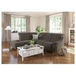 Ecksofa Home Affaire "Boston L-Form", braun, B:272cm, Struktur (100% Polyester);Luxus-Microfaser Florence (100% Polyester);Chenille (100% Polyester);NaturLEDER (reines Rindsleder), Sofas, Ecksofa, Kopfteilverstellung an jeder Sitzfl&auml;che, wahlweise Relaxfunktion