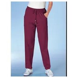 Relaxhose, Damen, Gr. 44, Normalgr&ouml;&szlig;en, rot (bordeaux), 95% Baumwolle, 5% Elasthan, unifarben, lang, Hosen Relaxhose