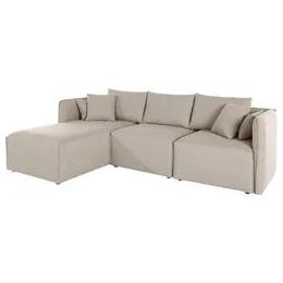 Ecksofa OTTO HOME "N&ouml;re L-Form", beige, B:262cm H:74cm T:172cm, Samtoptik (100% Polyester);Struktur (100% Polypropylene);Webstoff (100% Polyester);Struktur fein (100% Polyester);Luxus-Microfaser Lederoptik (100% Polyester);Baumwoll-/Leinenmix (60% Baumwolle/40% Leinen), Sofas, Ecksofa, 3 Teile, in vielen Bezugsqualit&auml;ten und Farben. Modulteile s. "N&ouml;re"