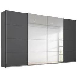 Schwebet&uuml;renschrank Rauch "Kleiderschrank Schrank Garderobe W&auml;scheschrank Ankleide SYNCRONO", grau (graumetallic, spiegel), B:361cm H:230cm T:62cm, Holzwerkstoff, Schr&auml;nke, Schwebet&uuml;renschrank, Mittelt&uuml;ren mit praktischer Synchron-&Ouml;ffnung MADE IN GERMANY