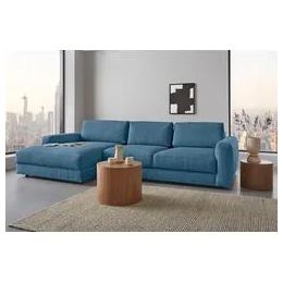 Ecksofa Home Affaire "Bloomfield, elegant, viel Platz, Mega Couch, Breite 303cm, L-Form", blau (tepestry), B:303cm H:84cm T:176cm, 100% Polyester, Sofas, Ecksofa, extra tiefe Sitzfl&auml;che, wahlweise mit Sitztiefenverstellung