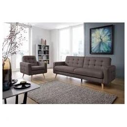 3-Sitzer exxpo - SOFA FASHION "Nappa, Schlafsofa, bequem, zeitloses Design, L-Form", braun (coffee), B:222cm H:87cm T:78cm, Struktur ( 100% Polyester), Sofas, tolle Detailverarbeitung, mit Bettfunktion und Bettkasten