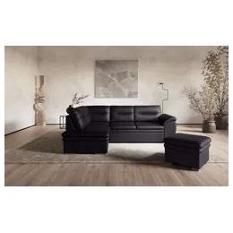 Ecksofa COTTA "Leandra L-Form", schwarz, B:250cm H:88cm T:90cm, NaturLEDER: Bitte beachten Sie, dass Lederbez&uuml;ge mehr N&auml;hte aufweisen als Stoffbez&uuml;ge.;Kunstleder Softlux;NaturLEDER (echtes Rindsleder) in Sitz und R&uuml;cken.;Luxus-Microfaser (100% Polyester), Sofas, Ecksofa, wahlweise mit Bettfunktion & Bettkasten