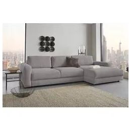 Ecksofa Home Affaire "Bloomfield, elegant, viel Platz, Mega Couch, Breite 303cm, L-Form", grau, B:303cm H:84cm T:176cm, 92% Polyester 8% Nylon, Sofas, Ecksofa, extra tiefe Sitzfl&auml;che, wahlweise mit Sitztiefenverstellung