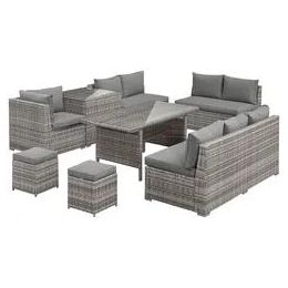 Konifera "Kalamos" Set, 3er-Sofa, 2x 2er Sofa, Ecksofa, 2x Hocker, 2x Tisch, inkl. Auflagen, 23 Stk. tlg. Polyrattan, Aluminium, 10 Personen, individuell aufstellbar