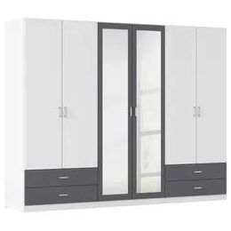 Dreht&uuml;renschrank Rauch "Kleiderschrank Schrank Garderobe W&auml;scheschrank BORBONA", wei&szlig; (alpinwei&szlig;, graumetallic), B:271cm H:210cm T:54cm, Holzwerkstoff, Schr&auml;nke, Dreht&uuml;renschrank, in 2 Breiten, mit Spiegel und vielen Farbkombinationen MADE IN GERMANY