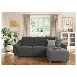 Ecksofa Home Affaire "Boston L-Form", grau, B:254cm T:170cm, Struktur (100% Polyester);Luxus-Microfaser Florence (100% Polyester);Chenille (100% Polyester);NaturLEDER (reines Rindsleder), Sofas, Ecksofa, Kopfteilverstellung an jeder Sitzfl&auml;che, wahlweise Relaxfunktion