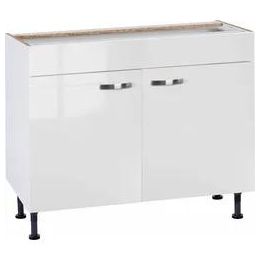Sp&uuml;lenschrank KOCHSTATION "KS-Cara", wei&szlig; (wei&szlig; gl&auml;nzend, wei&szlig;), B:100cm H:87cm T:58,4cm, Schr&auml;nke, Sp&uuml;lenschrank, Breite 100 cm
