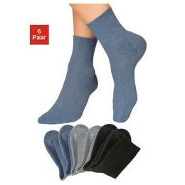 H.I.S. Socken H.I.S, Damen, Gr. 43-46, bunt (2x schwarz, 2x jeans, melange, 2x grau, melange), Baumwolle, Elasthan, Polyamid, uni und melange, elastisch, Socken Socken, mit bequemem Frottee