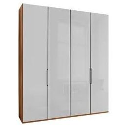 Dreht&uuml;renschrank Wiemann "Monaco, Made in Germany, edle Glasfront, in verschiedenen Farben", braun (bianco, eiche, nachbildung, glas wei&szlig;), B:197,3cm H:216cm T:58cm, Floatglas, Holzwerkstoff, Schr&auml;nke, Dreht&uuml;renschrank, hochwertige Beschl&auml;gen inkl. D&auml;mpfung