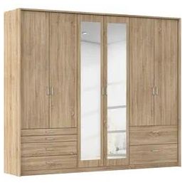 Dreht&uuml;renschrank Rauch "Kleiderschrank Schrank Garderobe W&auml;scheschrank WILDBERG", braun (eiche sonoma), B:275cm H:231cm T:58cm, Holzwerkstoff, Schr&auml;nke, Dreht&uuml;renschrank, mit 6 Schubladen, obere Schublade mit Holz-Einteilung MADE IN GERMANY