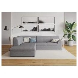 Ecksofa DOMO collection "Topper zeitlos elegant, kompakte Stellma&szlig;eL-Form", grau (wei&szlig;, grau), B:237cm H:78cm T:200cm, Sofas, Ecksofa, mit Ottomane, wahlweise mit Schlaffunktion