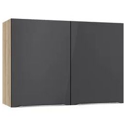 H&auml;ngeschrank KOCHSTATION "KS-Aken", grau (anthrazit hochglanz, wildeiche nachbildung), B:100cm H:70,4cm T:34,6cm, Schr&auml;nke, H&auml;ngeschrank