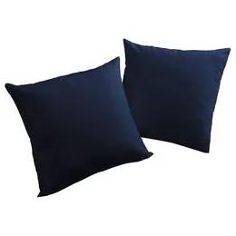 Dekokissen WIRTH "Newbury" Gr. 9, blau (dunkelblau, unifarben), B:40cm L:60cm, Baumwolle, Polyester, Dekokissen_Sitzkissen_Kissenh&uuml;llen, Kissenh&uuml;lle ohne F&uuml;llung, 2 St&uuml;ck
