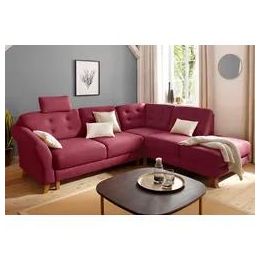 Ecksofa Home Affaire "Trondheim L-Form", rot (dunkel rot), B:260cm H:89cm T:90cm, Struktur weich ( 97% Polyester, 3% Baumwolle);Luxus-Microfaser ALTARA NUBUCK (100% Polyester);Luxus-Microfaser Lederoptik (100% Polyester), Sofas, Ecksofa, mit Federkern