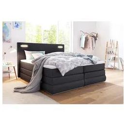 Boxspringbett Collection AB "Ninoni", grau (anthrazit), B:195cm L:210cm, Komplettbetten, Boxspringbett, inkl. Bettkasten, Topper und wahlweise mit LED-Beleuchtung