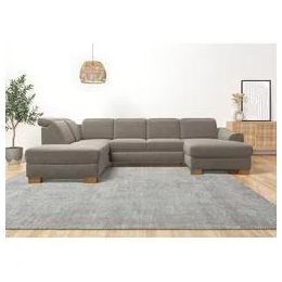 Wohnlandschaft Home Affaire "Dundee U-Form", grau (taupe), B:338cm H:86cm T:219cm, Flachgewebe (100% Polyester), Sofas, Wohnlandschaft, wahlweise mit Kopfteilverstellung und zus&auml;tzlich mit Bettfunktion