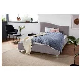 Polsterbett, grau, B:152cm H:100cm L:210cm, Bezug Bett: Velours mit grober Lederoptik (100% Polyester);Bonnellfederkernmatratze: 51% Polypropylen, 39% Polyester, 10% Baumwolle;Kaltschaummatratze: 100% Polyester, Bezug abnehm- und waschbar bis 60C, Westfalia Schlafkomfort, Betten, Polsterbett