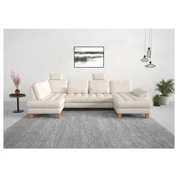 Sit & More Wohnlandschaft SIT & MORE "Westham U-Form", beige (creme), B:338cm H:88cm T:172cm, 100% Polyester, Sofas, Wohnlandschaft, wahlweise mit Bettfunktion, Bettkasten, Sitztiefenverstellung