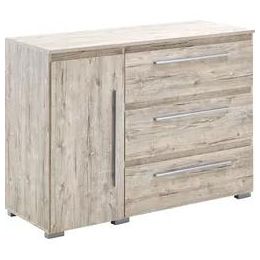 Kombikommode Home Affaire "Bali", beige (eiche, sand, nachbildung), B:127cm H:92cm T:50cm, Holzwerkstoff, Kunststoff, Sideboards, Kombikommode, mit Melamin-Oberfl&auml;che