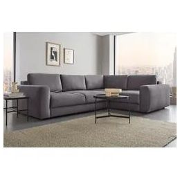 Ecksofa Home Affaire "Bloomfield, Breite 304cm, Mega Polsterecke mit viel Platz, L-Form", grau, B:304cm H:84cm T:224cm, 100% Polyester, Sofas, Ecksofa, extra tiefe Sitzfl&auml;che, wahlweise mit Sitztiefenverstellung