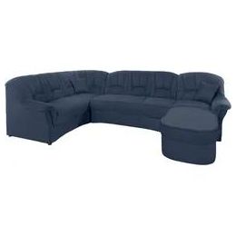 Wohnlandschaft DOMO collection "Bahia mit viel Platz, zeitloses Design, U-Form", blau (dunkelblau), B:308cm H:91cm T:200cm, Luxus-Microfaser (100% Polyester), mit Muster;Struktur (100% Polyester), Sofas, Wohnlandschaft, wahlweise mit Bettfunktion