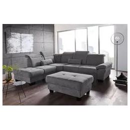 Ecksofa Home Affaire "Cornwall L-Form", grau, B:283cm H:84cm T:253cm, Struktur fein (100% Polyester);Luxus-Microfaser weich (90% Polyester, 10% Polyamid), Sofas, Ecksofa, incl. Sitztiefenverstellung, mit Bettfunktion und Kopfteilverstellung