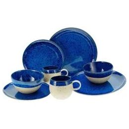 Kombiservice Creatable "Geschirr-Set Deep Blue Sea", blau, 8 Stk., Steinzeug, Geschirr-Sets, Kombiservice, Service, jedes St&uuml;ck ist ein Unikat, 8 Teile, f&uuml;r 2 Personen