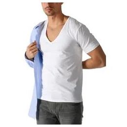 Unterziehshirt Mey "Dry Cotton Functional", Herren, Gr. 6, N-Gr, wei&szlig;, Single Jersey, Obermaterial: 57% Baumwolle, 38% Polyester, 5% Elasthan. Einsatz: 87% Polyester, 8% Elasthan, 5% Polyamid, unifarben, tiefer V-Ausschnitt, Unterhemden, Kurzarm, tiefem V-Ausschnitt, Single Jersey, mit extra-langem R&uuml;cken